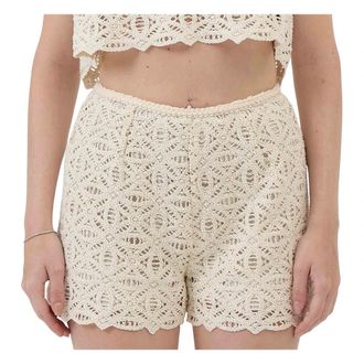 Sabina Mus&aacute;yev H&auml;kel-Perlen-Shorts Elfenbein Baumwolle Rei&szlig;verschluss - - Shorts - Damen - Wei&szlig; - S