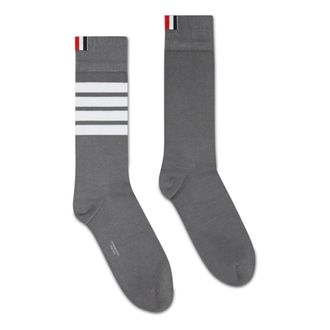 Thom Browne Homme, Sous-v&ecirc;tements, Gris, Taille: ONE Size Chaussettes mi-mollet l&eacute;g&egrave;res en coton &agrave; 4 barres