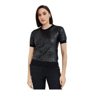 P.A.R.O.S.H. Paillettenverziertes Navy Stricktop - - Blouses & Shirts - Damen - Blau - S