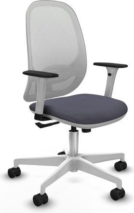Piqueras y Crespo Schreibtischstuhl mit 1D-Armen, h&ouml;henverstellbare Lendenwirbelst&uuml;tze, ausgestattet mit 3 Positionen und Schneideschaum, Wei&szlig;/Dunkelgrau