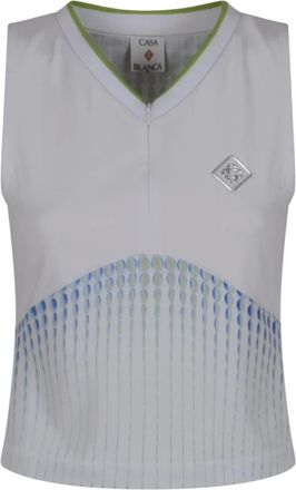 Casablanca Femme, Tops, Blanc, Taille: 38 FR Tennis Printed Racer Top