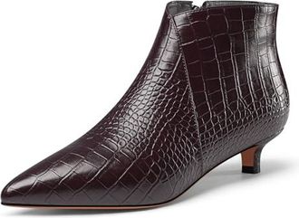 Castamere Femmes Fermé Pointu Bout Bas Kitten Talon Heel Fermeture à Glissière Bottines Bureau Décontracté Dress Bottes 3.5 CM Heels Marron Rose 40 EU