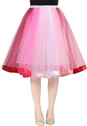 Generic Jupe Tulle Femme Tutu Jupe Jupes Femme Arc-en-Ciel Mi-Longue - Boh&egrave;me Fluide en Tulle A-Line pour &Eacute;t&eacute;, Plage Ou &Eacute;v&eacute;nements Festifs