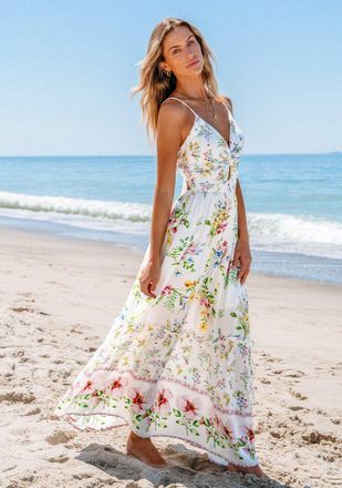 Cupshe Maxikleid &Auml;rmelloses Oberteil mit floralem Print Gedrehtem V-Ausschnitt