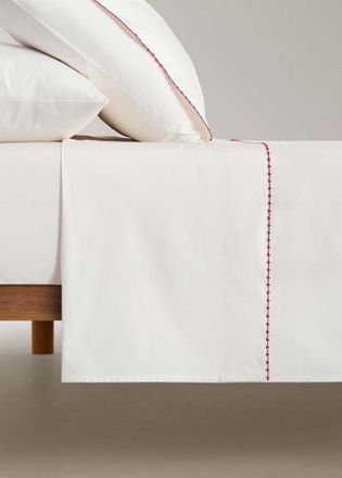 Mango Drap plat finition festonn&eacute;e contrast&eacute;e en coton pour lit 90 cm ivoire - Home - Lit 90 cm - MANGO HOME