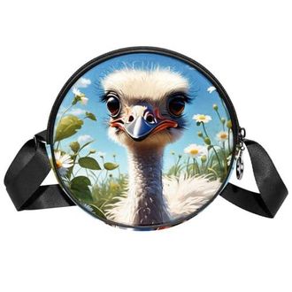 Generic Sac &agrave; bandouli&egrave;re rond pour femme, petit sac &agrave; bandouli&egrave;re avec fermeture &eacute;clair et bretelles r&eacute;glables style d&eacute;contract&eacute; pour femmes et filles