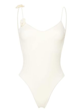 La Reveche maillot de bain Sahar &agrave; fleurs appliqu&eacute;es - Tons neutres