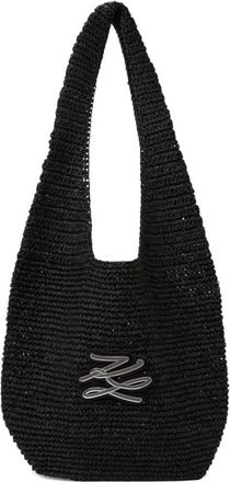 Karl Lagerfeld Femme, Sacs, Noir, Taille: ONE Size K/Autograph-patch Crochet Tote Bag