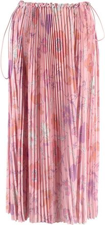 Balenciaga Pink Floral Pleated Skirt with Drawstring Waist Detail Size S
