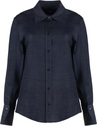 HUGO BOSS Femme, Blouses et Chemises, Bleu, Taille: 36 FR Chemise &agrave; Manches Longues et Col Textur&eacute;e