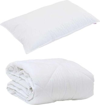 vidaXL Bettdecke mit Kissen Wei&szlig; 140 x 200 cm Mikrofaser Vidaxl