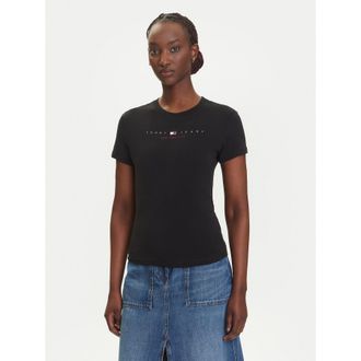 Tommy Jeans T-Shirt Linear DW0DW21422 Schwarz Slim Fit