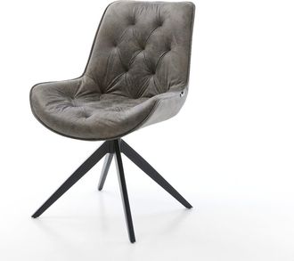 DELIFE Esszimmerstuhl Taimi-Flex Mikrofaser Grau Antik Kreuzgestell breit Schwarz, Esszimmerstühle