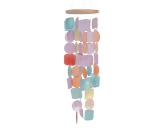 KSD Windspiel Capiz Muscheln 14x48cm Perlmutt Bunt - Muschelkette Deko f&uuml;r Balkon Fenster Terrasse Garten - Indoor & Outdoor H&auml;ngedeko - Boho Home Decor -