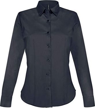 Kariban Chemise Manches Longues Coton/ÉLASTHANNE Femme - Noir, M, Femme