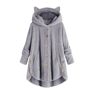 Generic Veste chaude en peluche pour femme - Manteau en polaire chaud et solide - Col rond - Manches longues - V&ecirc;tement dext&eacute;rieur dhiver pour lext&eacute;rieur, la 