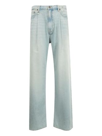 R13 jean à détails plissés - Bleu