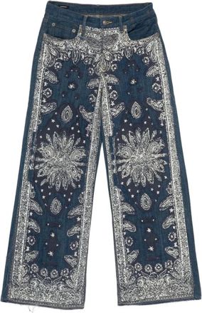 R13 Femme, Jeans, Bleu, Taille: W26 Jean &Eacute;vas&eacute; avec Appliqu&eacute;s Patchwork Bandana