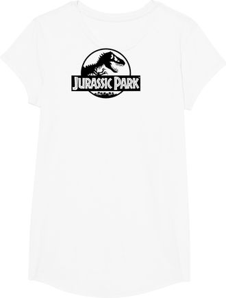 Jurassic Park Simple Black & White Outline Logo T-Shirt