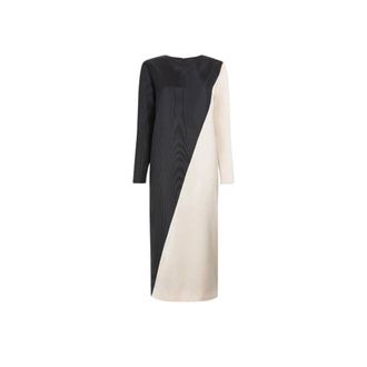 Roberto Cavalli Diagonal gestreiftes Midikleid mit Satin-Finish - - Dresses - Damen - Schwarzk - S