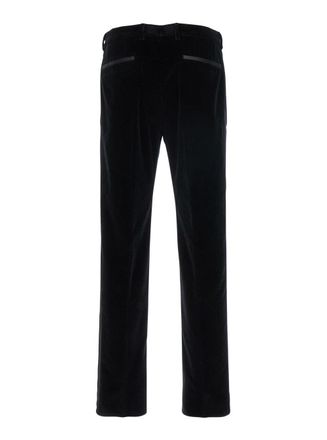 Dolce & Gabbana Mens Black Velvet Stretch Pants With Belt Loops Cotton Trousers