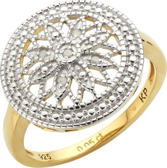 Diamonds By Ellen K. Ring Silber 925 vergoldet mit 5x Diamant zus. 0,05ct