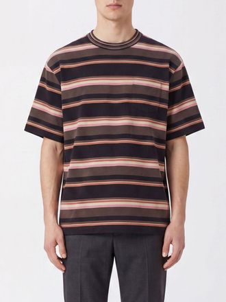 sacai T-shirt &agrave; rayures en coton avec poche plaqu&eacute;e et &eacute;paules tombantes