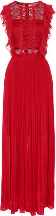 Apart Fashion APART Abendkleid Kleid aus semitransparentem Georgette und transparenter Netzware, rot, 42