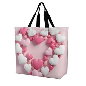 Generic Cadre En Forme De Coeur Sac Courses Pliable Tote Bag L&eacute;ger Sac A Main Femmes Pour Plage Universit&eacute; Travail