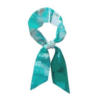 Generic &Eacute;charpe turquoise abstraite pour femme - &Eacute;charpe tour de cou pour sacs &agrave; main vintage en bois satin&eacute; et soie - Pour le sport, le yoga et le visage