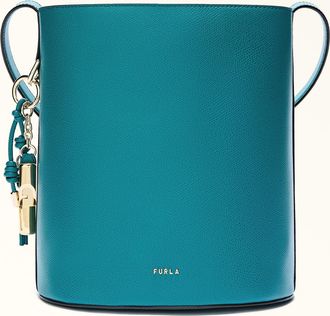 Furla Roxie Beuteltasche S Amatore Blue Blau Strukturiertes Leder Damen