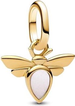 Pandora Pandora ME 763826C01 Mini breloque en forme dabeille blanche en argent sterling plaqué or 14 carats Compatible avec les pendentifs Me and Moments, 2,2