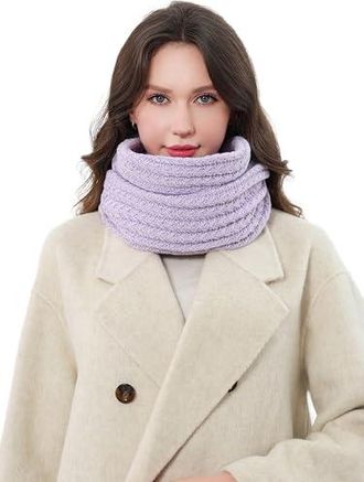 DonDon écharpe femme hiver foulard femme écharpe en laine châle femme tour de cou snood - Lilas