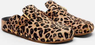 Veronica Beard Bedruckte Slippers Fern aus Kalbshaar