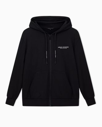 A|X Armani Exchange Womens Laced-up Hood Side Milano-New York Logo, Hooded Sweatshirt, Black, XL