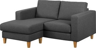 Norrwood home24 Ecksofa 1-Sitzer mit Longchair Grau/Dunkelgrau Webstoff Inas 154 x 86 x 140cm Longchair davorstehend links Natur