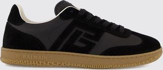 Balmain Baskets basses Swan en cuir et daim avec monogramme PB
