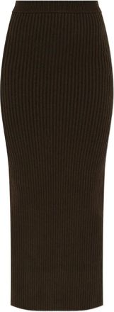 Max Mara jupe mi-longue Boris à design nervuré - Marron