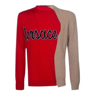 Versace Roter Strickpullover - - Knitwear - Herren - Mehrfarbig - S
