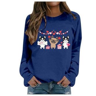 Generic Pull &agrave; capuche pour femme avec imprim&eacute; lettres et col rond pour lautomne et lhiver 2026, bleu, XXL