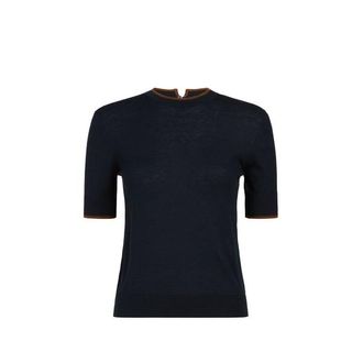 Max Mara Pull col rond en soie et laine