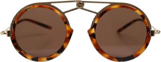 Dolce & Gabbana Femme, Accessoires, Multicolore, Taille: ONE Size Gold Havana Frame Fatto A Mano Lunettes de soleil
