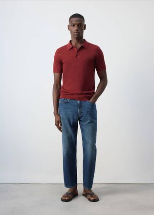 Mango Feinstrick-Poloshirt aus Baumwoll-Mix mittelrot - Herren - XXL - MANGO MAN