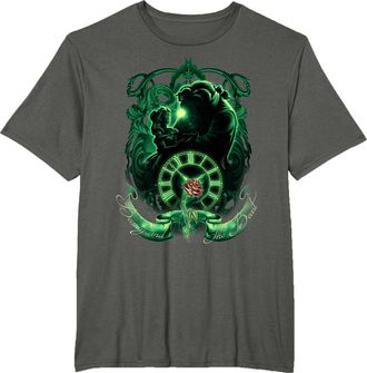 Disney Beauty And The Beast Belle And Beast Green Silhouette T-Shirt