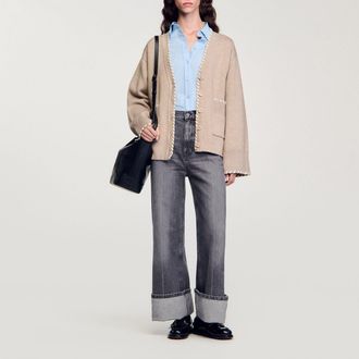 Sandro Strick-Cardigan mit Einfassband