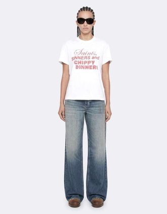 AllSaints Chippy addi T-Shirt in Optic White-Wei&szlig;