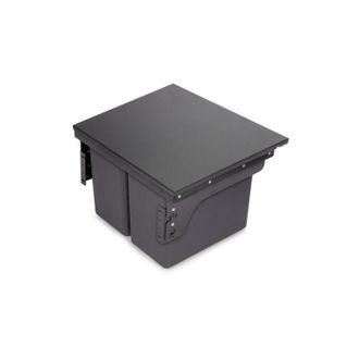 Emuca Bac de tri s&eacute;lectif pour montage lat&eacute;ral sur meuble de cuisine Recycle 2x24litres, Acier, Plastique gris anthracite - Emuca