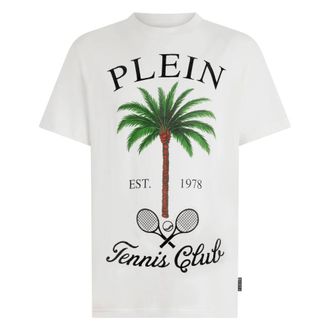 Philipp Plein Rundhals-T-Shirt Tennis Club Stones - - Tops - Herren - Wei&szlig; - 2XL