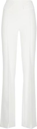 Elisabetta Franchi Femme, Pantalons, Beige, Taille: 42 FR Pantalon &Eacute;vas&eacute; en Cr&ecirc;pe Stretch Double