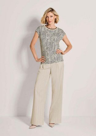 Madeleine Kurzarmshirt Print-Shirt mit kurzem Arm, Leo-Muster Shirt mit Rundhalsausschnitt, Viskose-Mix